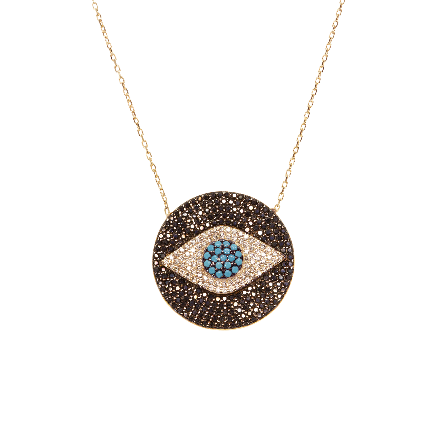 Golden Evil Eye Disk Necklace – RAGEN